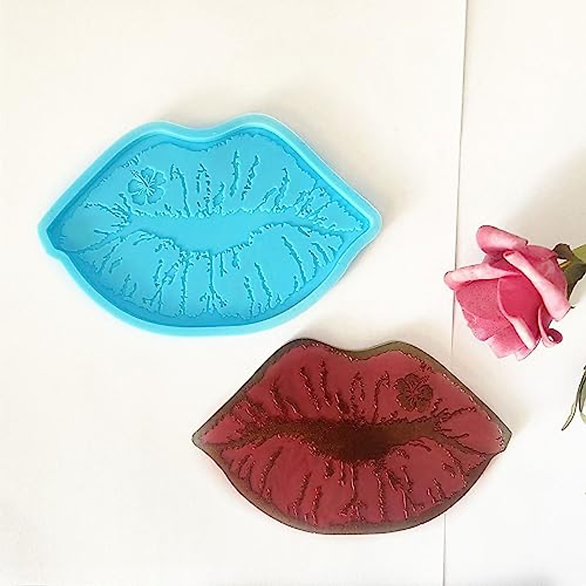 DIY Crystal Epoxy Mold, Lip-Shaped Tray Resin Mould Coaster Tea Plate Silicone Mold for DIY Crafts Home Decor