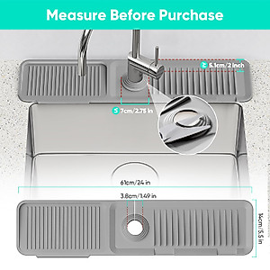 Snoquir 24 Inch Longer Kitchen Sink Splash Guard [5°Slope Fast Draining]Silicone Draining Mat for Kitchen Sink Faucet Mat Kitchen Sink Tidy Splash Guard Kitchen Sink Area Kitchen Faucet Draining Mat