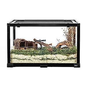 OIIBO Reptile Terrarium 25 Gallon, 2 in 1 Knock-Down Glass Reptile Tank 24" x 16" x 16", Sliding Front Doors Terrariums for Reptiles Bearded Dragon Lizard Gecko Snake Hamster Small Animals Etc