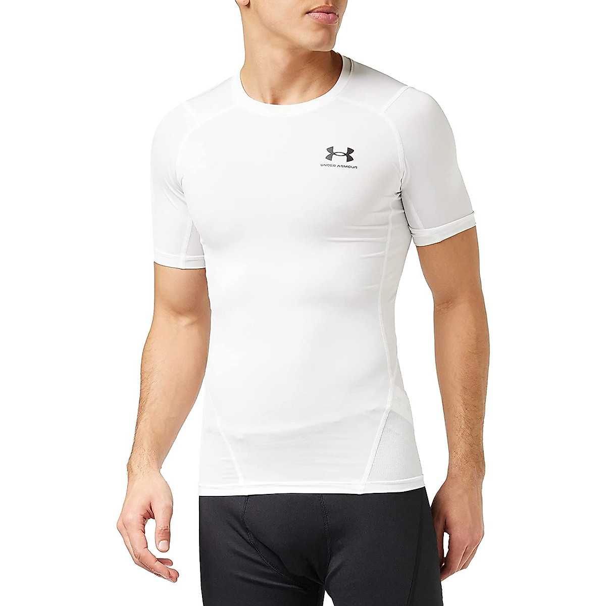 Under Armour Men's Armour HeatGear Compression Short-Sleeve T-Shirt , White (100)/Black, Small