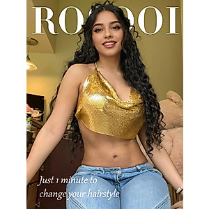 Rosooi 26 Inch Long Black Drawstring Ponytail Extension for Women Synthetic Long Curly Wavy Clip in Ponytail Hair Extensions for Daily Party Use (26 Inch, Black)