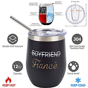 Engagement Gifts for Couples - Boyfriend and Girlfriend Wine Tumbler Set - Newly Engaged Gift Set for Him and Her - Unique Engaged Party Gifts Idea for Fiance & Fiancee