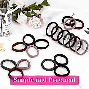 Anezus 50 Pcs Thick Black Hair Ties Large Hair Elastics Bulk Hair Ties Stretch Hair Bands Ponytail Holders for Thick Heavy and Curly Hair, Neutral Colors