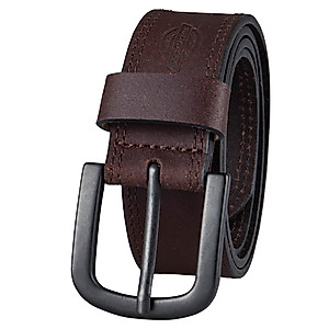 Dickies Men's Casual Leather Belt, Brown, 32