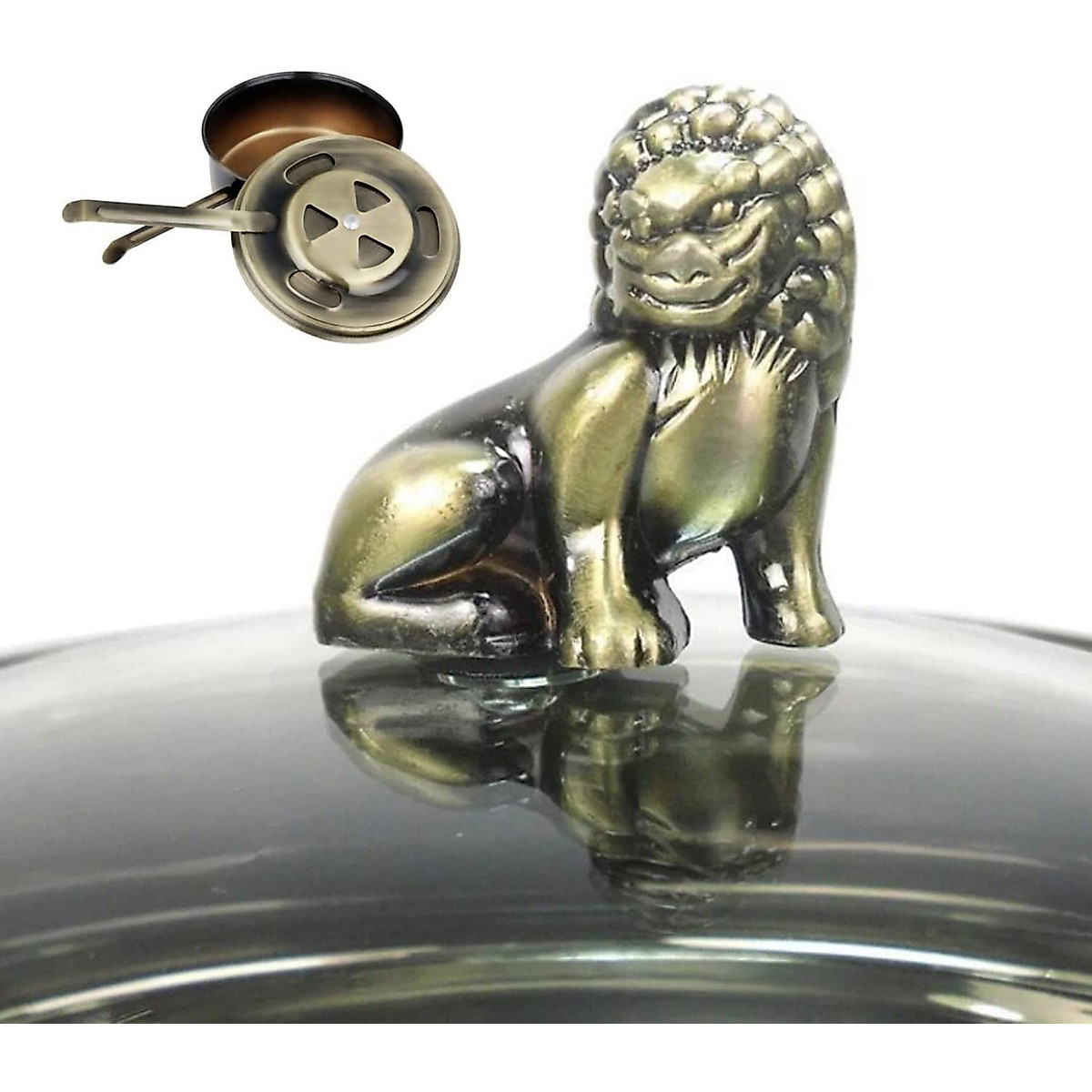 UZOURI Stainless Steel Chafing Dish, Round Chafer Buffet Warmers Set W/Food Pans, Stove Stand, Visible Pot Lid and Fuel Holder, for Kitchen Party(Color:Gold) (Gold)