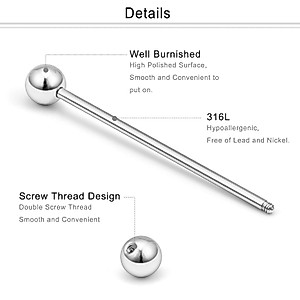 Dyknasz 8PCS Industrial Bar Earrings Stainless Steel 16G Multicolor 32mm Barbell Ear Cartilage Piercing Jewelry Set