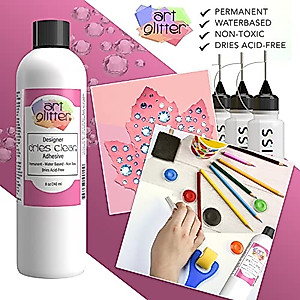 Art Institute Precision Craft Glue - Art Glitter Glue for Crafts - 8fl oz - Precision Glue Tip - Metal Tip - 3 Refillable Bottles - Flexible and Crack Resistant - Strong Hold Adhesive - Made in USA