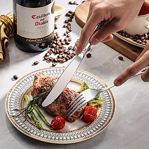 Silverware Set Service for 4, 20-Piece Premium Stainless Steel Flatware Set Includes Fork Spoon Knife, Gorgeous Cutlery Set, Anti-Rust Kitchen Utensils Set, Silver, Poylim