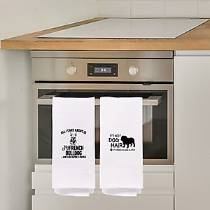NEGIGA French Bulldog Kitchen Towels 16x24 Set of 4, French Bulldog Gifts, Frenchie Gifts for Women Owners, Frenchie Mom Gifts, Gifts for French Bulldog Lovers, French Bulldog Towel