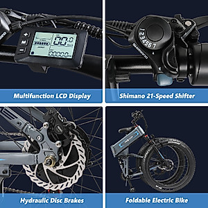 PEXMOR Electric Bike for Adults, 750W(Peak 1000W) 30MPH | Full Suspension Mountain Ebike, 60+ Miles 48V 12AH Removable Battery, 26" Fat Tire Foldable Commuter Electric Bicycle 21 Speed, UL2849