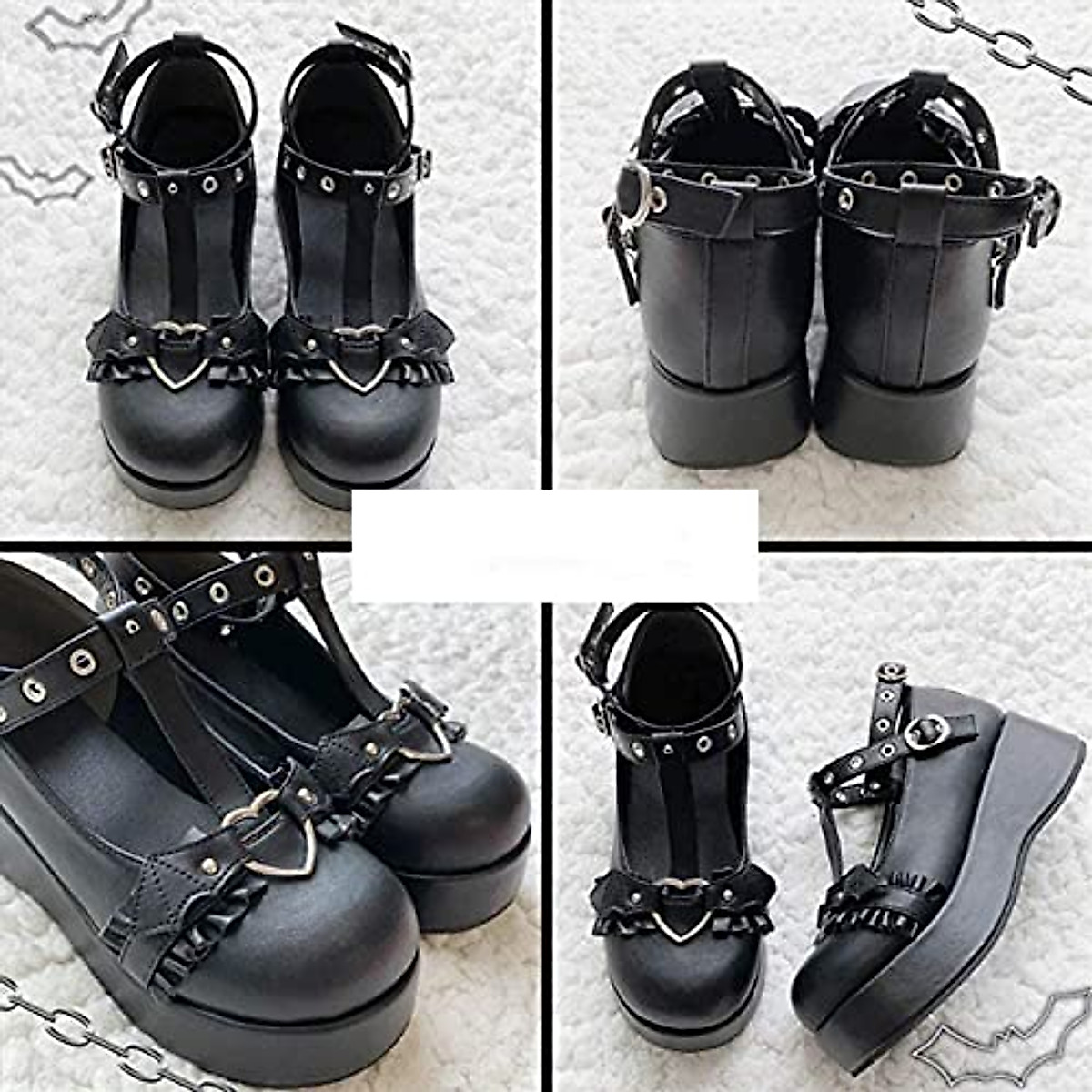 Platform Lolita Shoes for Women Sweet Cute Round Toe Ankle Strap Mary Janes Harajuku Maid Cosplay Oxford Pumps