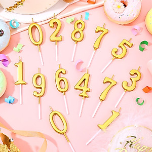56 Pcs Gold Number Birthday Candles Bulk Cake Toppers Candles for 1st Birthday to 18th Birthday Decoration Wedding Anniversary Party Celebration Baby Showers