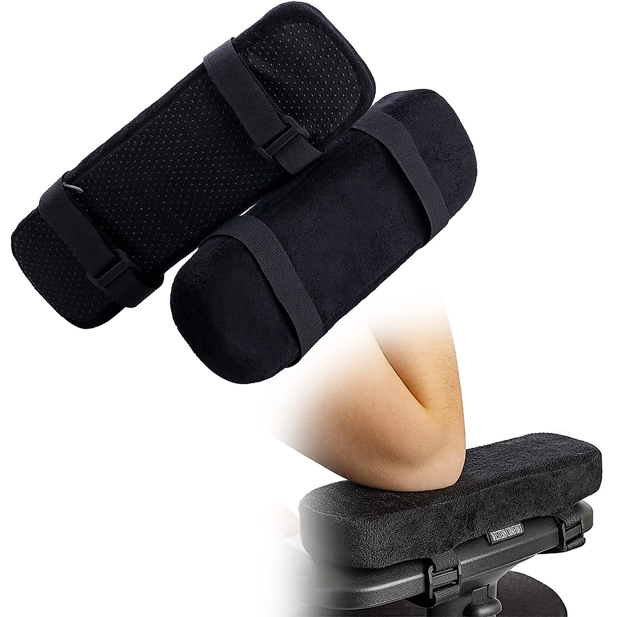 HiLeuYie Desk Chair Arm Pads - Ergonomic Memory Foam Office Chair Armrest Pads - Thick Chair Armrest Pads - Arm Rest Pillow - Gaming Chair Arm Pads - Elbow Support Cushion for Computer (Set of 2)