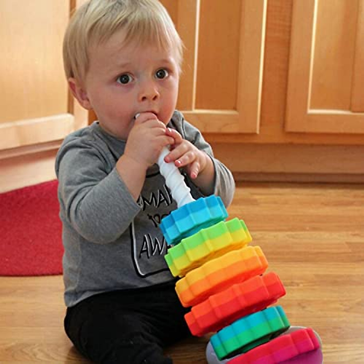 Baby Spinning Toy – Stacking Toy for Babies and Toddlers – Educational Toddler Learning Toys – Rainbow Spinning Wheel Toy for Focus, Dexterity, Brain Development, Interactive Learning Stacking Toys