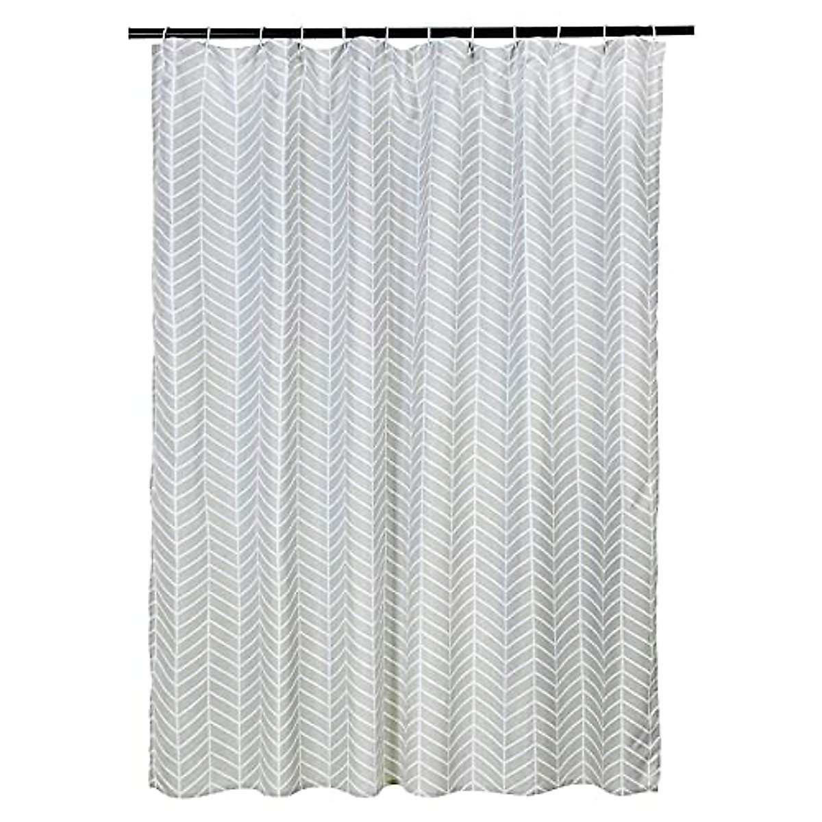 Amazon Basics Microfiber Grey Herringbone Printed Pattern Bathroom Shower Curtain - Grey Herringbone, 72 Inch