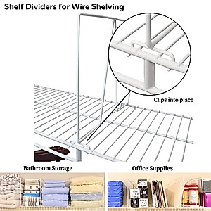 Evelots Wire Shelf Dividers-4 Pack-Closet Storage & Organization for Office/Pantry/Garage-Shelf Separator-Easy Clip-No Tool-Plastic Coated Steel