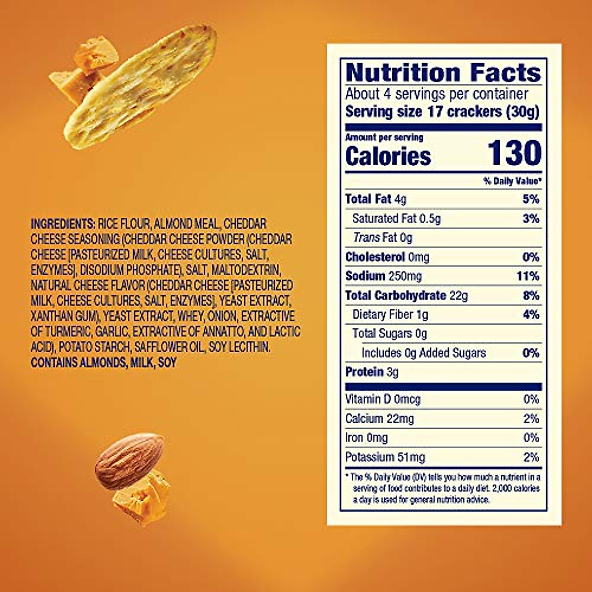 Blue Diamond Almond Nut Thins, Cheddar Cheese, 4.25 Oz