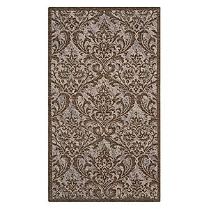Nourison Damask Vintage Grey 8' x 10' Area -Rug, Easy -Cleaning, Non Shedding, Bed Room, Living Room, Dining Room, Kitchen (8x10)