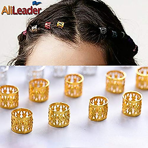 Alileader 100pcs Gold Hair Accessories - Hair Beads for Dreadlocks, Braids and Locs, Hair Clips, Hair Cuffs and Jewelry (Golden)