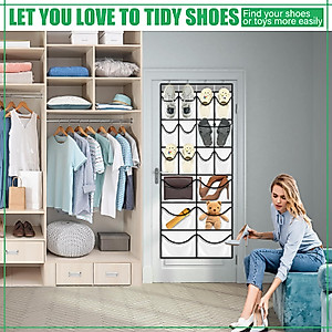 Windyun 2 Pcs 36 Pockets over Door Shoe Organizer Large Hanging Clear Shoes Holder with Hooks for Shoes Sneakers Closet Bedroom, Each with 12 Mesh Pockets and 6 Large Mesh Storage Various Compartments