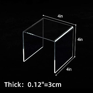 ihomecooker 12 Pack Clear Arylic Display Risers(4"×3"×2") &8 Pack Clear Arylic Display Risers(4"×4"×4") (20 Items)