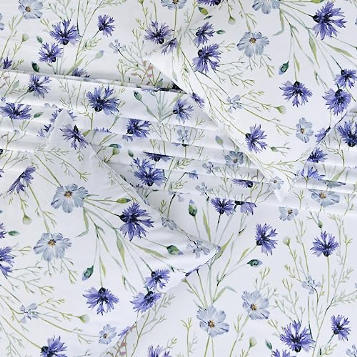 EnvioHome Full Bed Sheet Set, 4-Piece Natural 100% Cotton Full Size Sheets, Ultra Soft Light Breathable Luxury Percale Weave Floral Bed Sheets Full Size,16" Deep Pocket Sheets Full Size Bed, Lavender