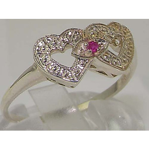 LetsBuyGold 925 Sterling Silver Natural Ruby Womens Sweetheart Ring - Sizes 4 to 12 Available