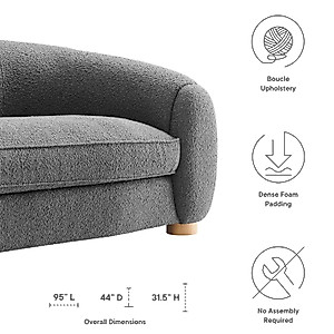 Modway Abundant Boucle Upholstered Fabric Sofa with Gray Finish EEI-6024-GRY