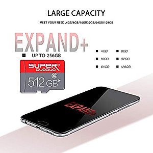 Micro SD 512GB Memory Card with SD Card Adapter for Camera/Phone/Drone/Dash Cam/GOPRO/Tablet/PC/Computer Class 10 TF Card 512GB High Speed Micro Memory SD Cards