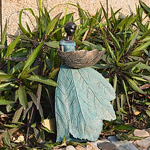 DiliComing Fairy Garden Statue Bird Feeder - 12 Inch Fairy Statue for Home Decoration, Resin Outdoor Statues for Garden Decoration, Best Bird Feeder Garden Gift for Women 12 x 7.5 x 5 Inch