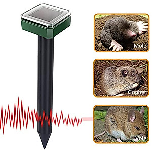 Solar Sonic Mole Repellent 4 Pack Gopher Repellent Groundhog Detergent Protect Outdoor Lawn and Garden