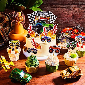 Censen 48 Pcs Truck Cake Topper Birthday Party Supplies Truck Cake Decorations Racing Car Birthday Cake Cupcake Topper Blaze Birthday Cake Topper for Kids Baby Shower Car Party Favors