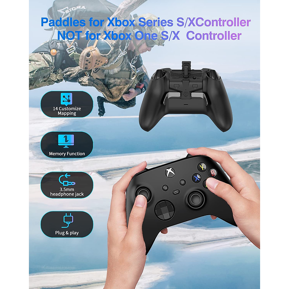 Paddles for Xbox One Controller,Strike Accessory Multifunctional Back Button Attachment for Xbox One Controller, Audio Port/2 Programming Back Buttons/Memory Function (NOT for Xbox Series Controllers)