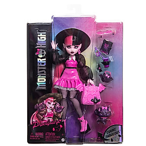 Monster High Draculaura Doll with Pet Bat-Cat Count Fabulous & Accessories like Backpack, Spell Book, Bento Box & More