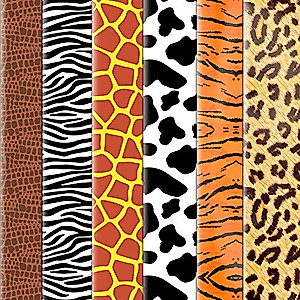 Konsait Animal Prints Wrapping Paper, 12 Sheets 29" x 20" Leopard Zebra Giraffe Tiger Snakes Cow Patterns Wrap Packaging Paper Assortment for Birthday Holiday Animal Themed Party Decoration Supplies