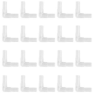 lasenersm 20 Pieces Aquarium Air Valve Connector Aquarium Air Tube Connector Plastic Elbow Connector L-Shaped Tubing Connector for Fish Tank 4mm Airline Tube, Transparent