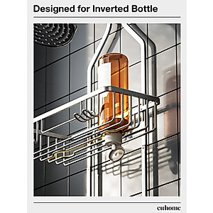 Adjustable Shower Caddy Hanging, EUHOME Never Rust Shower Organizer, Aluminum 3-Tier Large Capacity Shower Caddy Over Showerhead with Hooks, Soap/Razor Holder