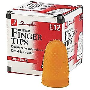 Swingline Rubber Finger Tips, Finger Cots, Large - Size 13, Amber, Finger Protector For Use with Swingline Staples & Swingline Staplers, Home Office Desktop Accessories, 12 Pack (54033)