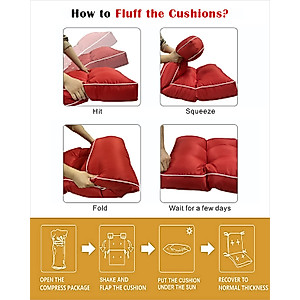 Enipate Weather Resistant Cushions for Adirondack Chair High Back Indoor Outdoor Patio Tufted Lounge Cushion Seat Pads