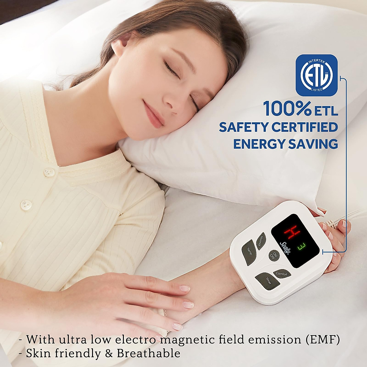 Sealy Heated Mattress Pad Full Size with 10 Heated Settings | Electric Mattress Pad Bed Warmer 54"x75" | Auto Shut Off 1-9 Hours| Fit Up to 15 Inch Deep Pocket | Machine Washable