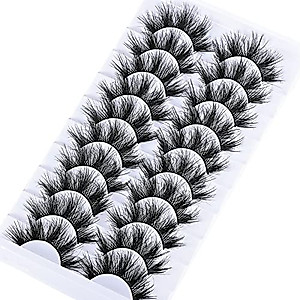 FARRED Fluffy Eyelashes 8D Faux Mink Lashes Wispy Eyelash Natural Look Short Fake Eye Lash Pack Full False Lash 10 Pairs (Z02|12-18MM)