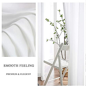 Yancorp Non-See-Through Velvet Opaque Privacy Curtains 2 Panels Drapes for Living Room Bedroom Doorway Divider Semi Sheer Curtain White 45 inches Kitchen Window Panels (White, W33 xL45)