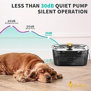 SwSun Dog Water Fountain Pump for 2.6/2 Gallons Large Dog Water Fountain Stainless Steel for Large Dogs, Replacement Water Pump for D2223, D2322, D2341 Models, Long Lifespan, Quiet and Safe, USB Cable