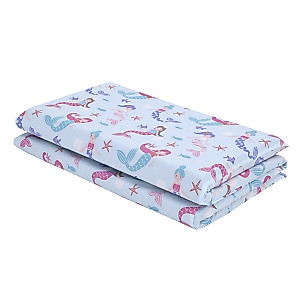 Everything Kids Mermaid, Seashell, Star Fish Aqua, Lavender and Pink Preschool Nap Pad Sheet