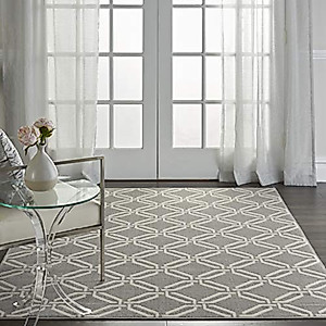 Nourison Jubilant Trellis Grey 5'3" x 7'3" Area -Rug, Easy -Cleaning, Non Shedding, Bed Room, Living Room, Dining Room, Kitchen (5x7)