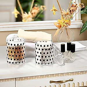 Sletend 2 Pack Plastic Qtips Holder Black Spots Bathroom Container Storage Holder Vanity Canister Jar for Cotton Swabs,Bath Salts,Makeup Sponges,Hair Accessories