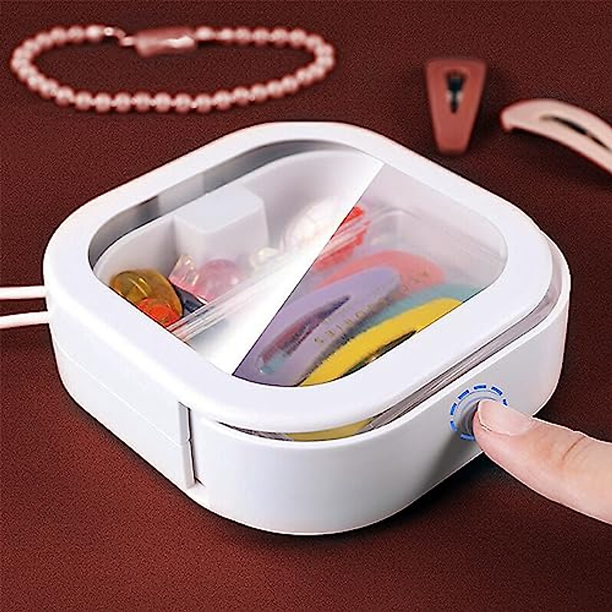 4Pcs Hair Tie Organizer,Portable Hair Tie Holder Organizer Containers Stackable Hair Ties Qtip Holder Travel Cotton Swab Dispenser Hair Accessories Organizer Box (Pink And White)