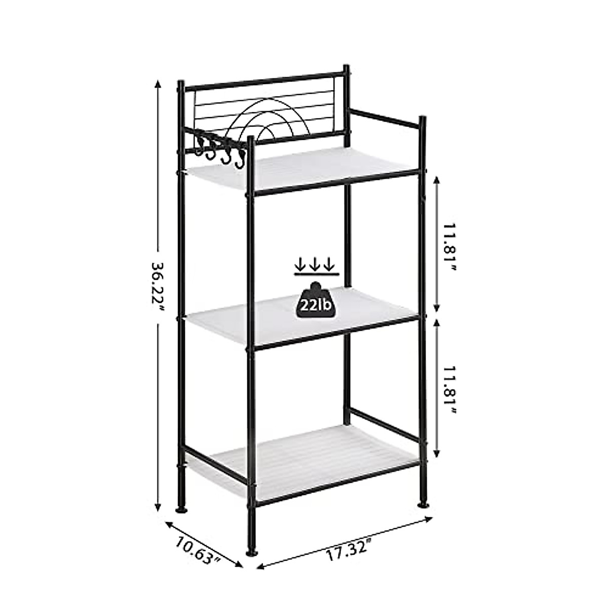 MallBoo 3 -Tier Over-The-Toilet Bathroom Spacesaver and 3 -Tier Standing Bathroom Shelves(Black)
