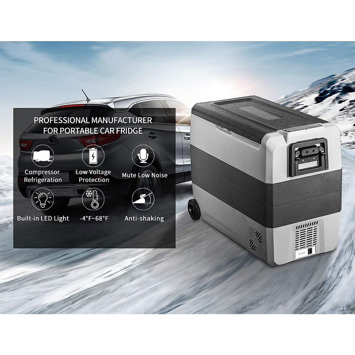 Alpicool T60 Dual Temperature Control Portable Refrigerator 63 Quart Compact Fridge Mini Freezer -12/24V DC and 110-240V AC