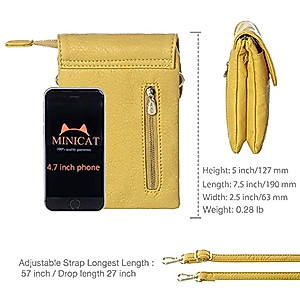 MINICAT Roomy Pockets Series Small Crossbody Bags Cell Phone Purse Wallet for Women(Mustard Yellow)